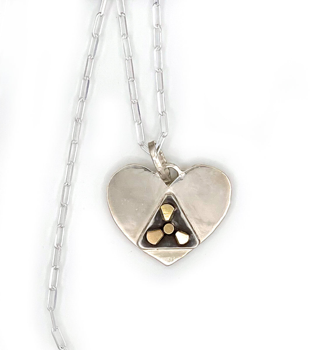 Road Sign Heart Pendant, Large Handmade HAZARDOUS Heart Charm in Sterl ...