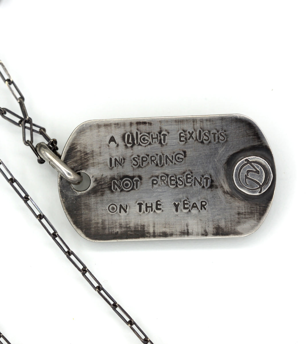 Pink Sapphire Dog Tag Necklace, Flower Necklace, Sterling Silver 14K S ...