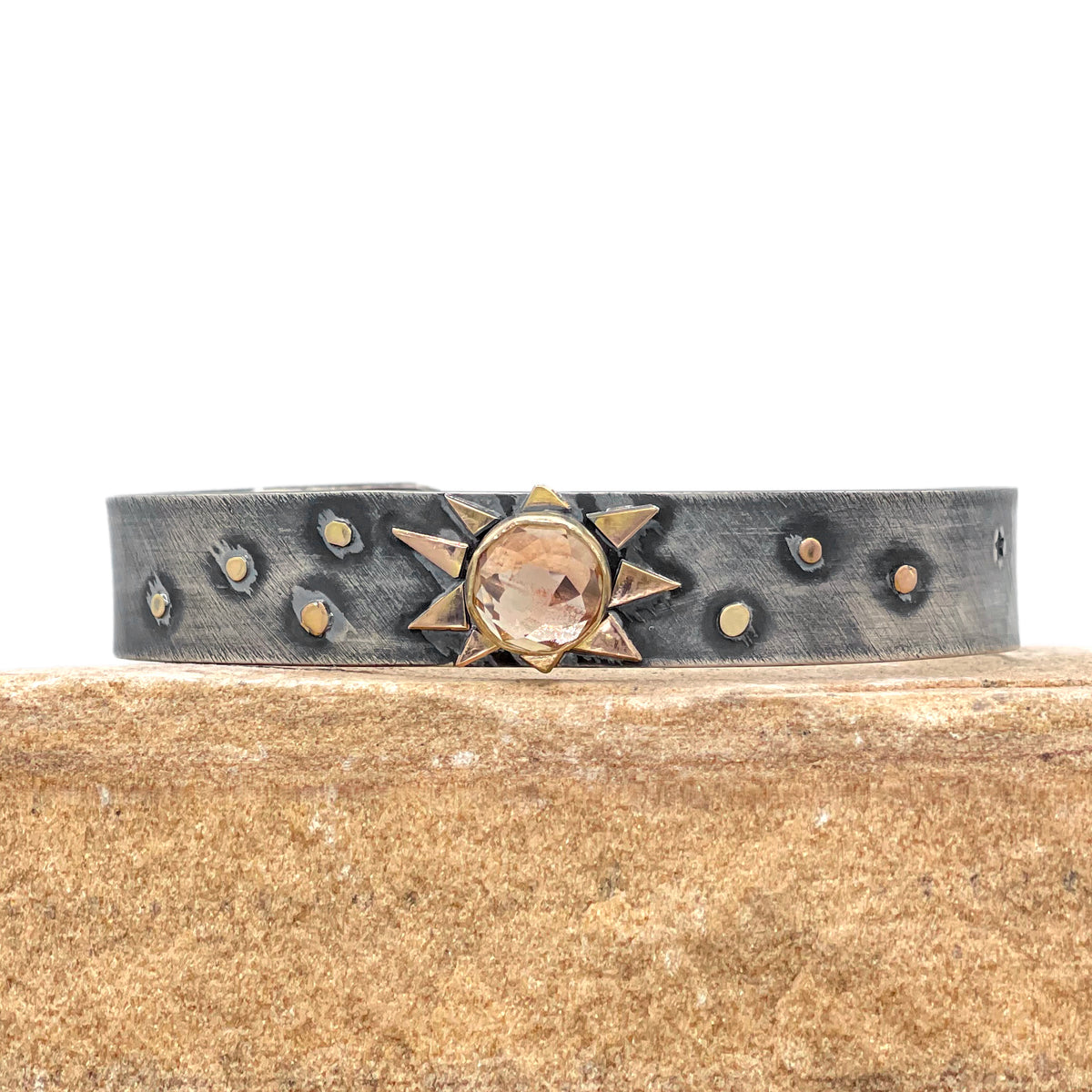 Oregon Sunstone Cuff Bracelet, Sterling Silver, 14K Solid Gold, One Of ...